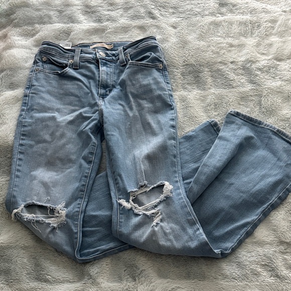 Levi's | Jeans | Levis Light Blue Distressed Flare Jeans | Poshmark